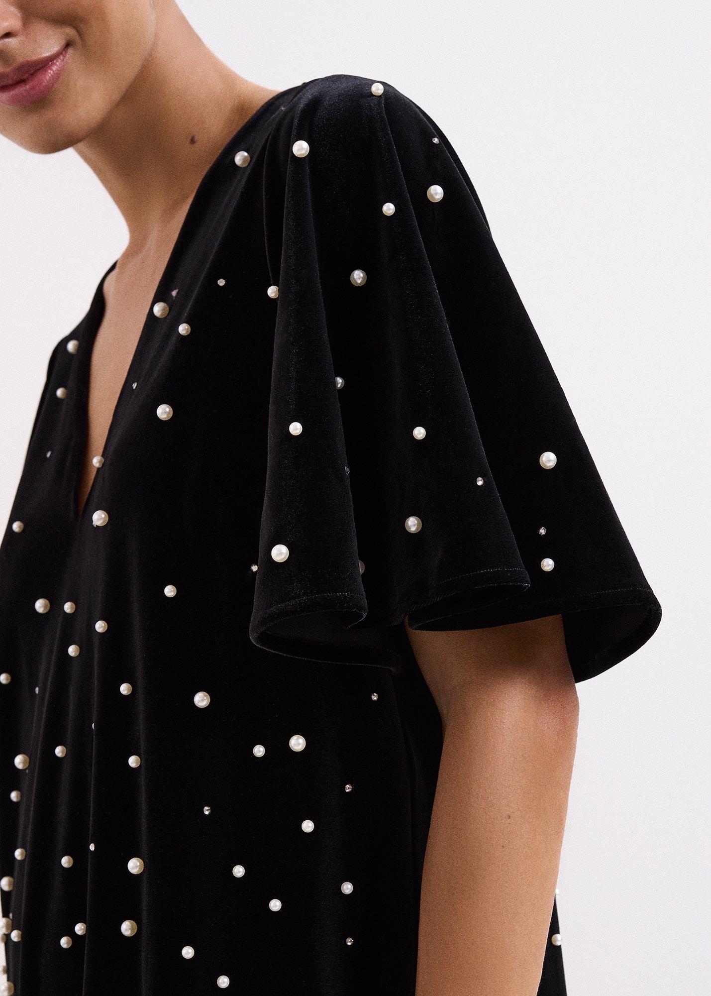Petite Pennie Velvet Pearl Tunic Dress | Phase Eight ROW